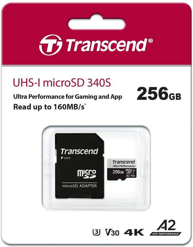 Карта памяти Transcend TS256GUSD340S 256GB microSD с SD адаптером