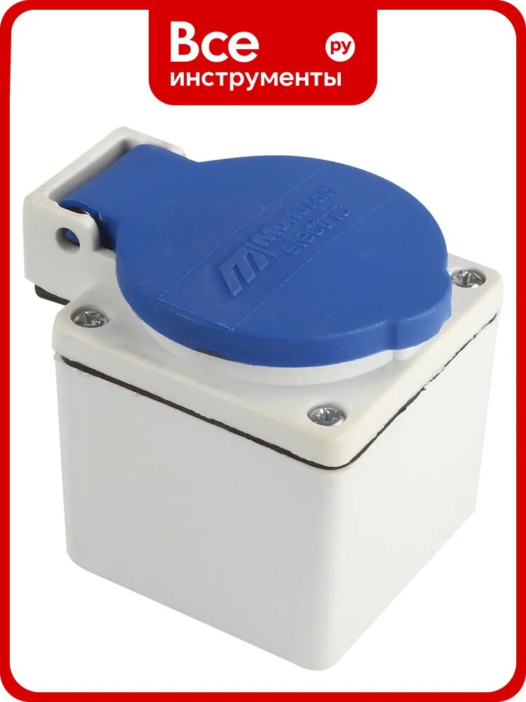 Розетка силовая Mutlusan Electric IP44 16А 010 083 500297 10083500297 прямая форма, белый цвет, корпус из ABS‑пластика