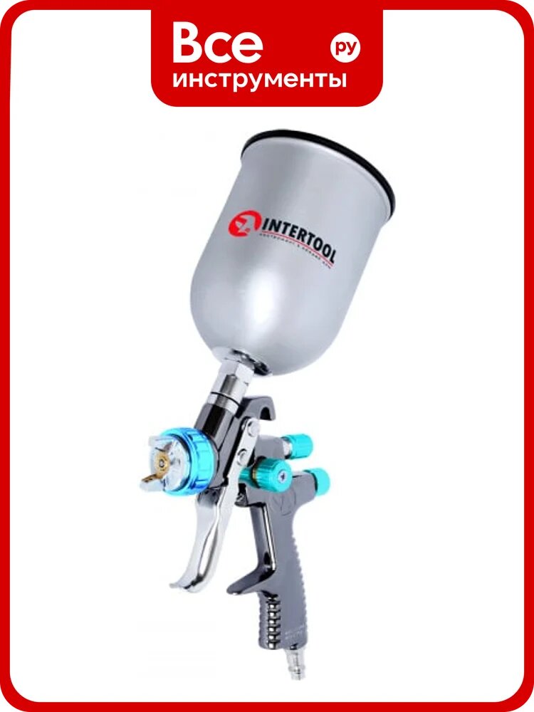 Пневматический краскопульт INTERTOOL LVLP BLUE, форсунка 1.4 мм, бачок