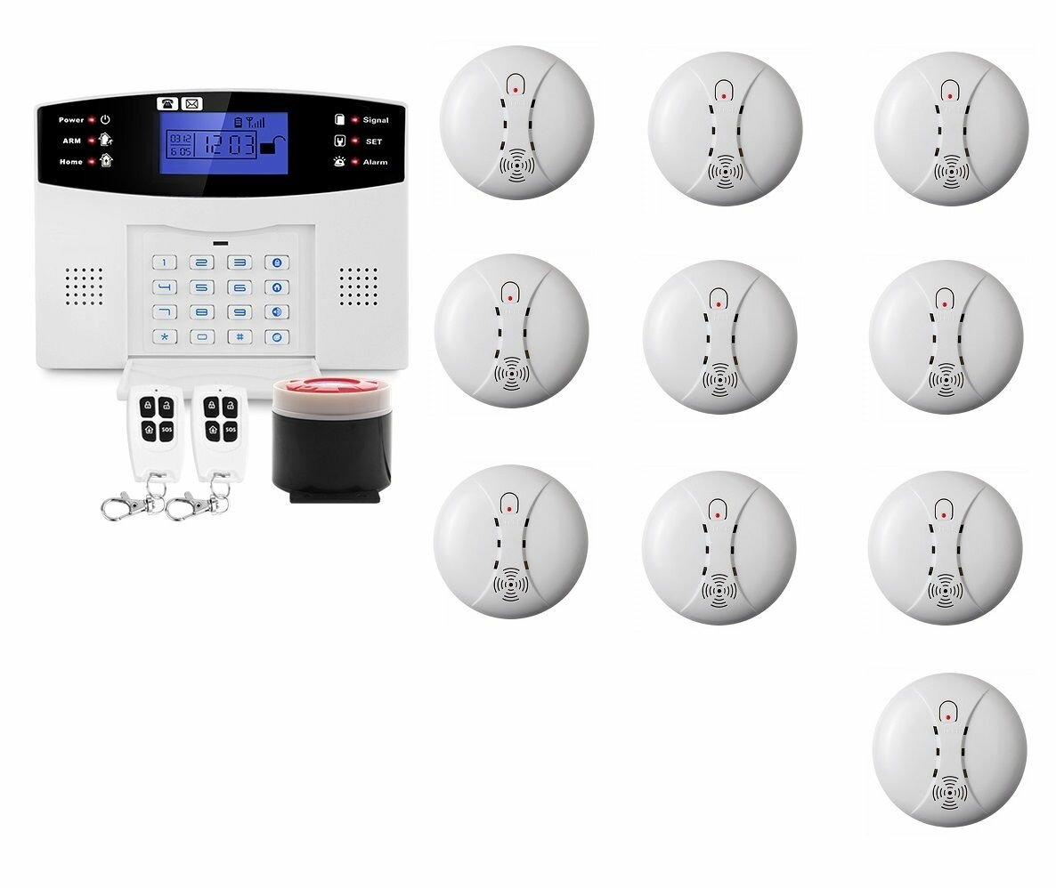 GSM/WiFi-сигнализация Страж А30-Д10(Tuya Smart/Smart Life) с 10 датчиками дыма