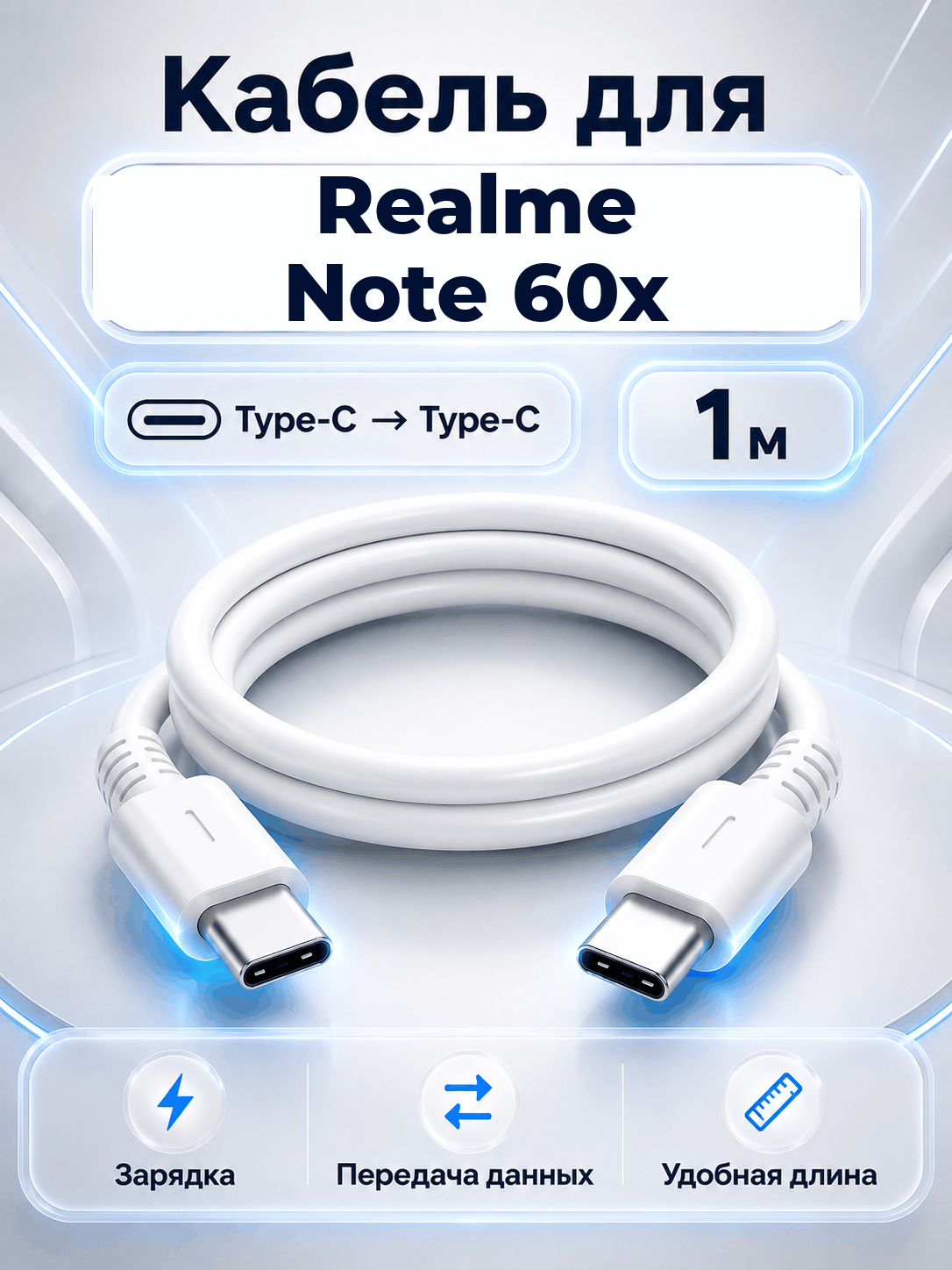 Кабель для Realme Note 60x Type-C на Type-C, 1 м