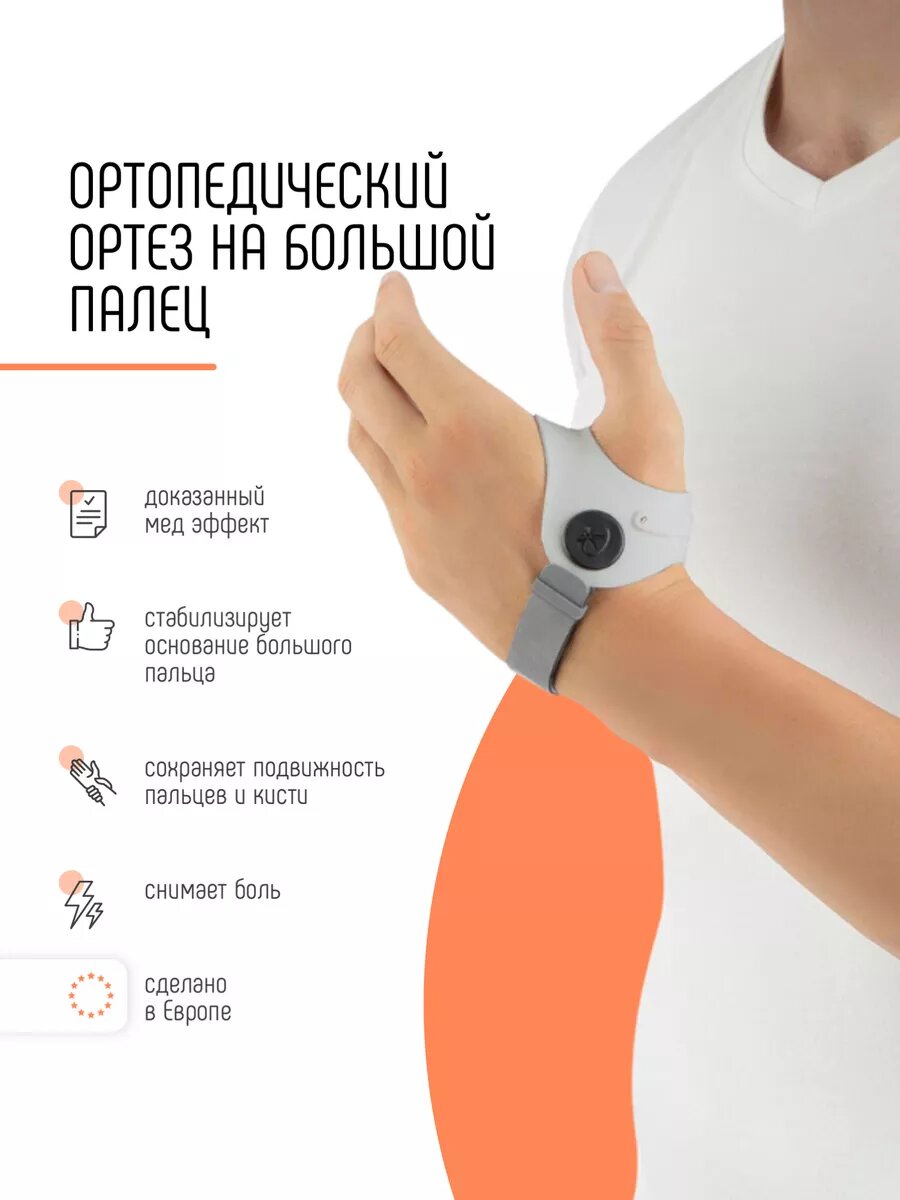 Правый ортез для большого пальца правой руки ортопедический фиксирующий спортивный ORLIMAN Испания M780