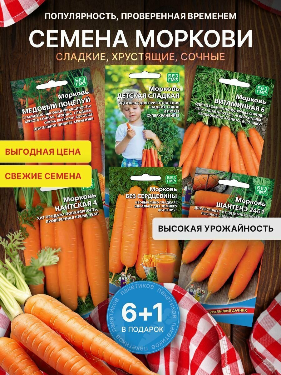 Морковь семена для посадки / Набор 6 сортов шесть сортов сортовой набор