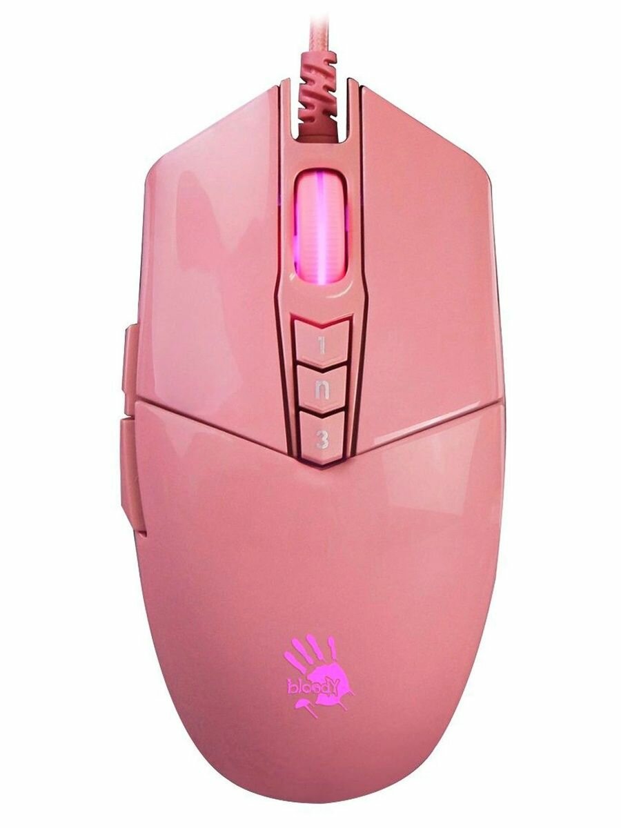 Мышь компьютерная игровая мышка A4Tech Bloody P91s розовый оптическая 8000dpi RGB USB 8but (P91S PINK ACTIVATED)