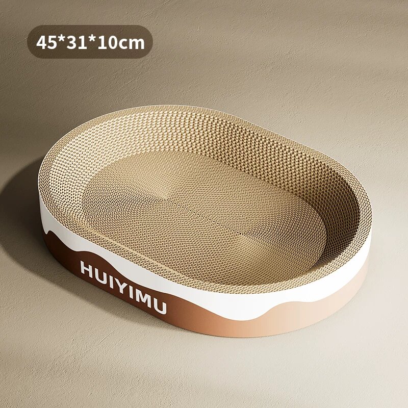 HYM Овальная когтеточная лежанка с котовой мятой, 45x31x10см для кошек до 10 фунтов (4,5 кг) - прочный картон