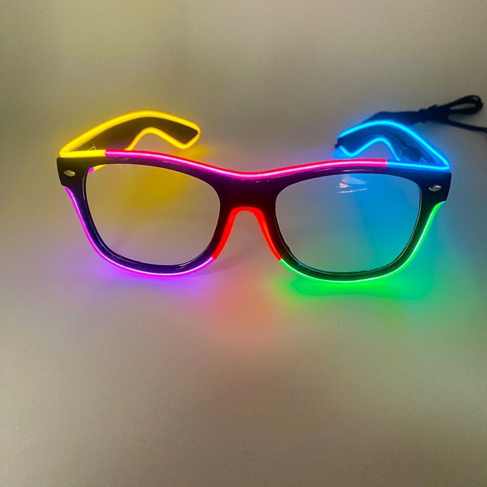 Светящиеся LED очки с многоцветной сегментной подсветкой для вечеринок, EDM-фестивалей, Хэллоуина и косплея, без батареек