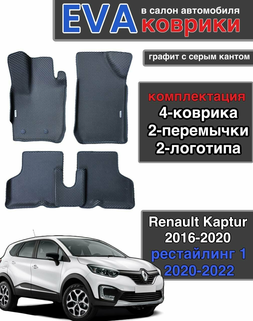 Комплект EVA с бортами для Renault Kaptur (I) 2016-2022/Рено Каптюр 1.