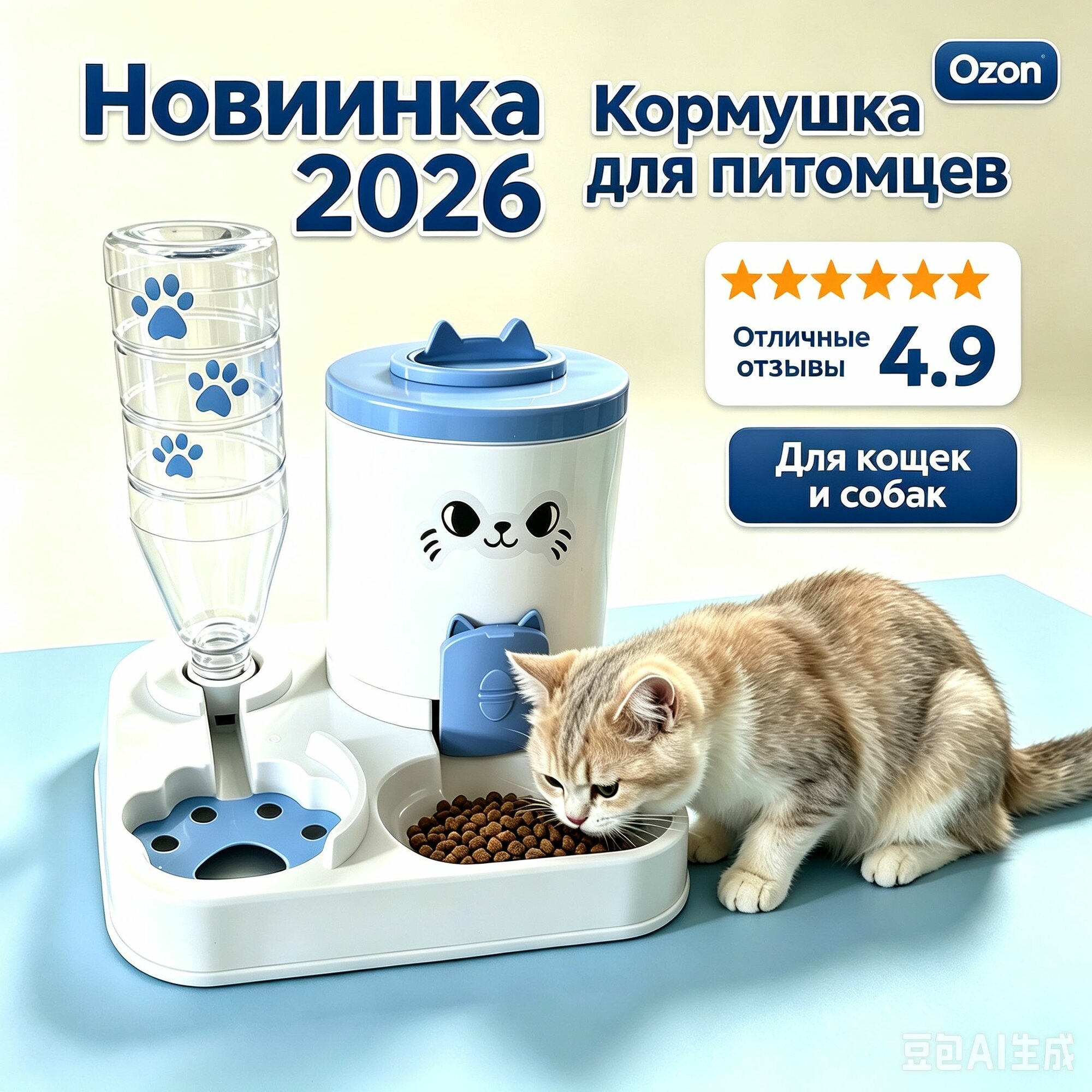 Автокормушка-поилка 2в1 для кошек и собак автопоилка для животных кормушка с поилкой двойная кормушка