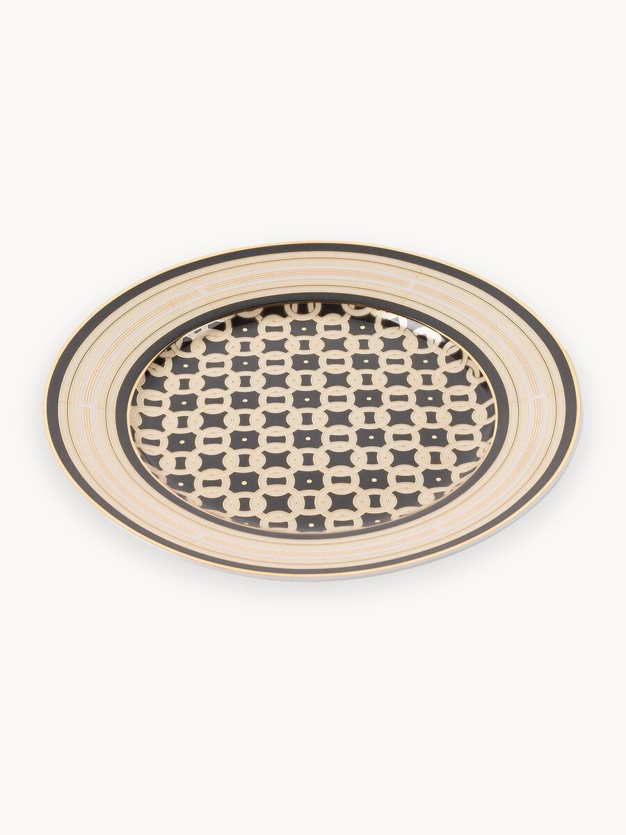 Тарелка закусочная 21 см Kutahya Kalipso-11774, фарфор, черный/золотистый