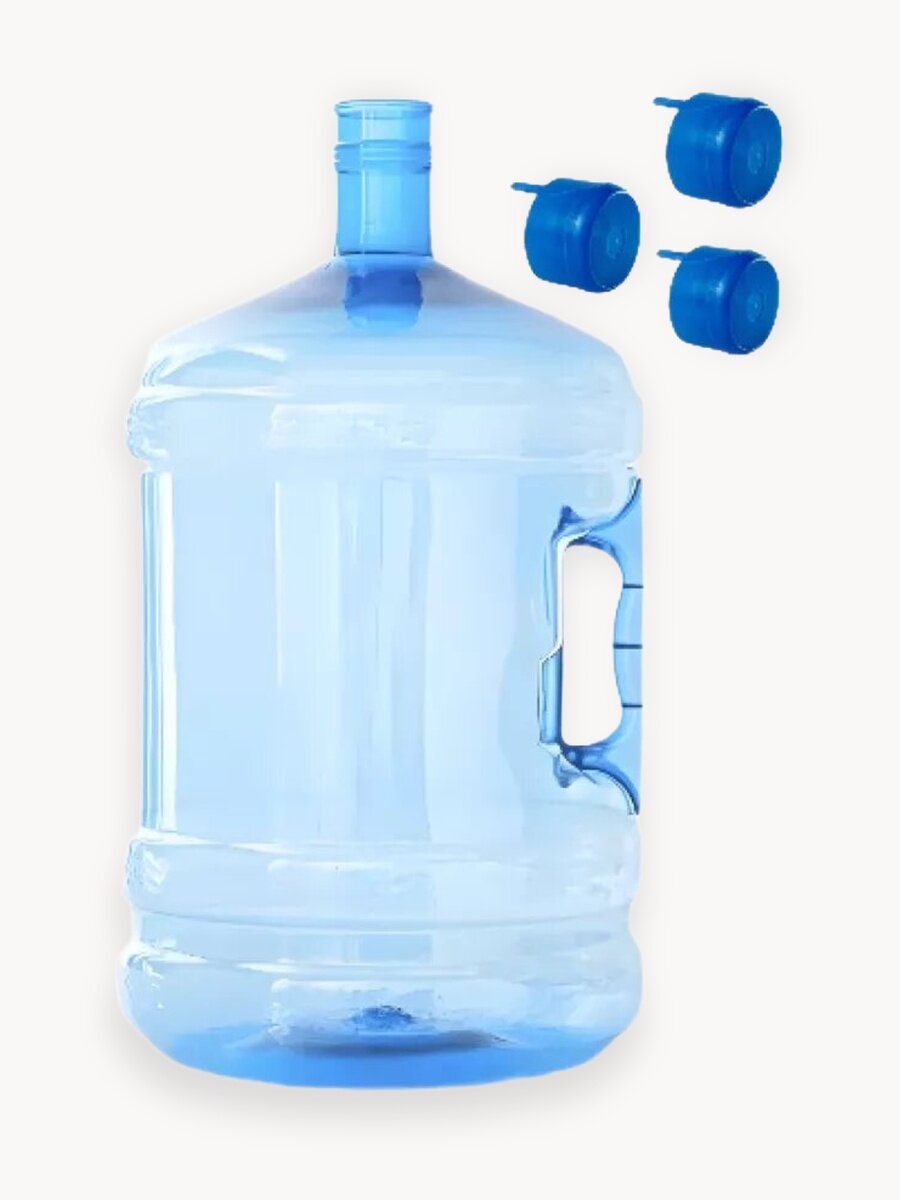 Бутыль 19 литров для воды с прочной ручкой 1 шт + 3 пробки в комплекте