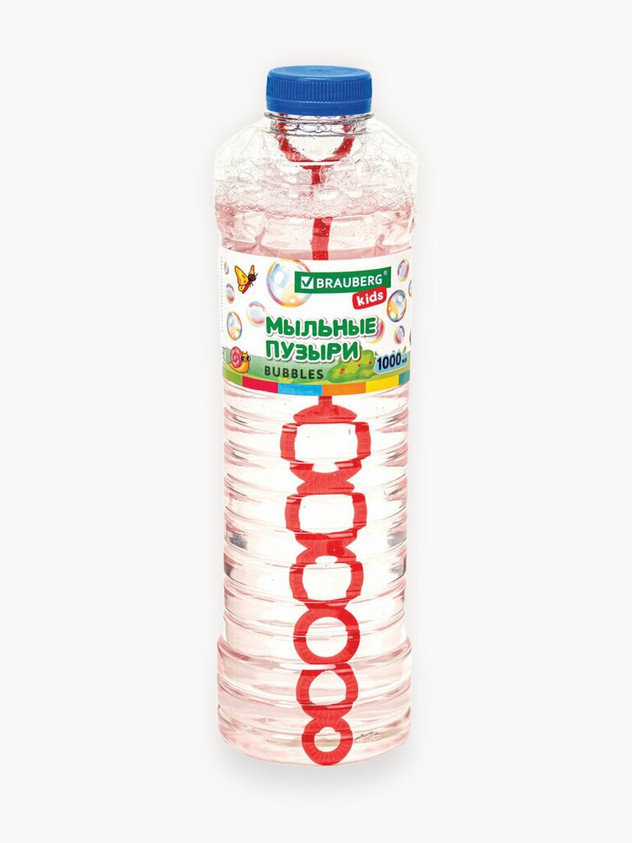 Мыльные пузыри раствор 1 литр, с рамкой для выдува, подходит для игрушки мыльного пистолета, Brauberg Kids, 665455