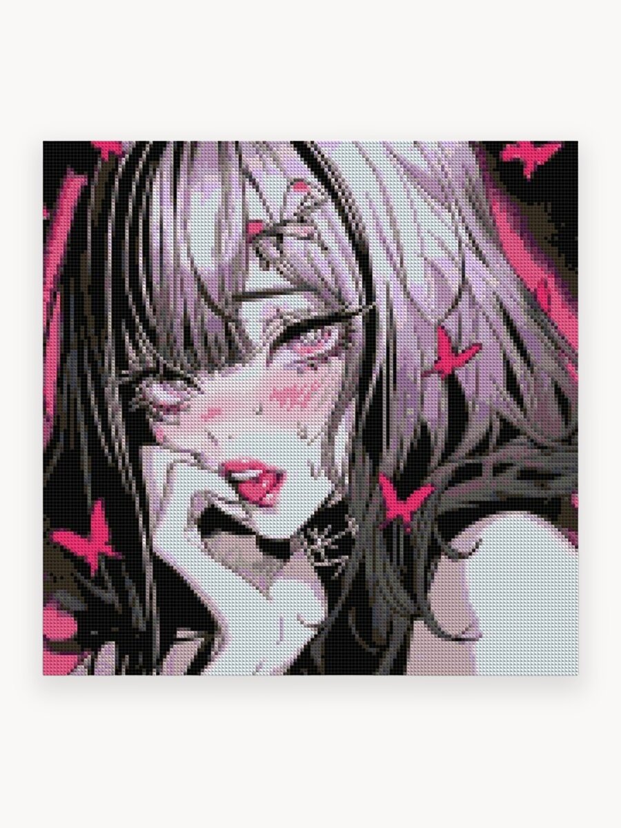 Алмазная мозаика на подрамнике - вышивка Girl Batterfly 40 х 40 см