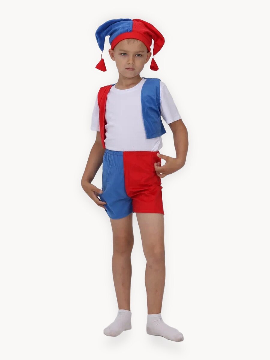 Детский костюм Новогодний Trend "Петрушка", полиэстер, синий, для мальчика