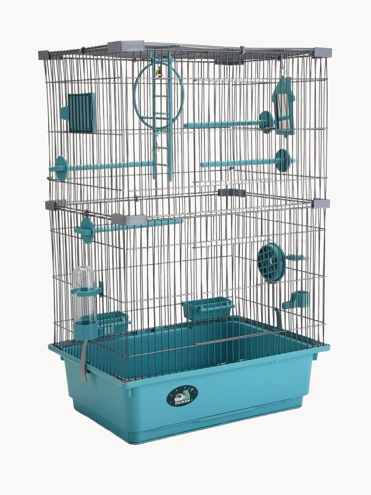 Клетка для птиц "Пижон", разборная, 42 х 30 х 66см (укомплект.) бирюзовая