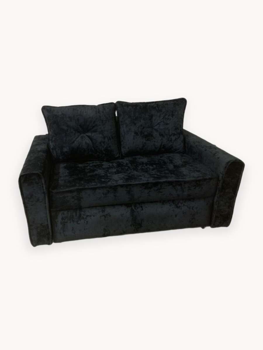 Диван-кровать "Мини Монреаль" ППУ, 2-х местный, 150×104, спальное 120×195, черный велюр cabrio