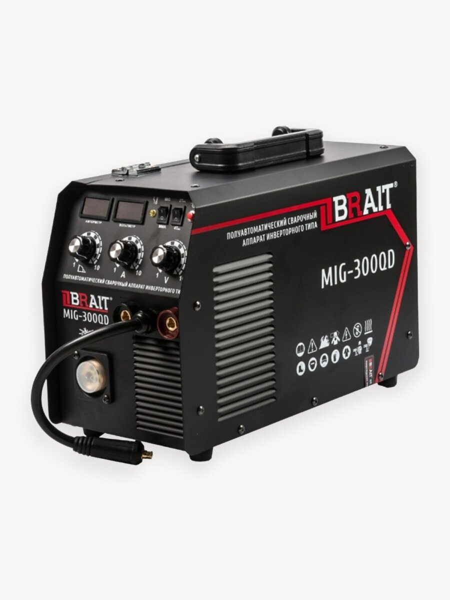 Сварочный инвертор полуавтомат BRAIT MIG-300QD 18.01.015.043, для комфортной работы с разными материалами