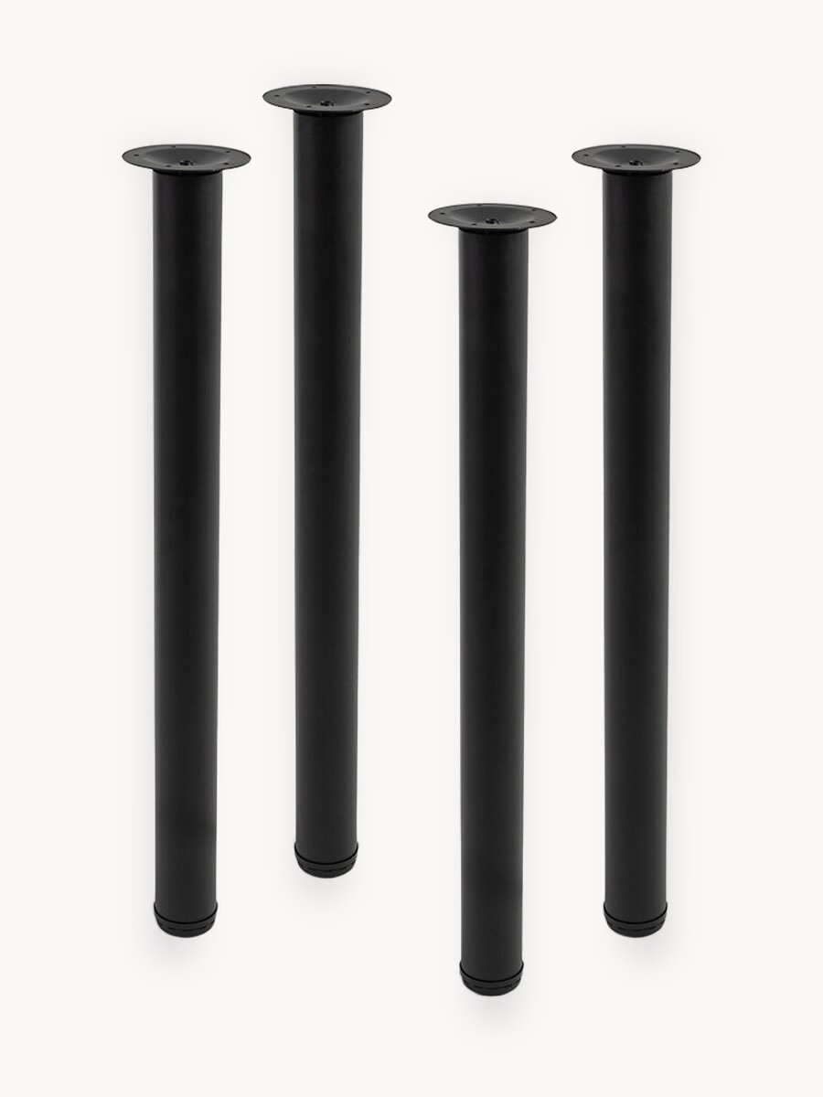 Комплект ножек для стола 4 шт, мебельные металлические опоры, регулируемые, цвет черный
