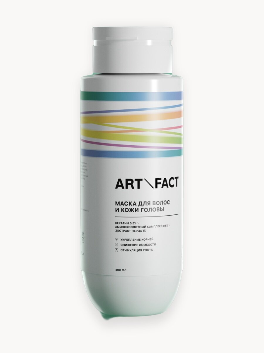ART&FACT. / Маска от выпадения волос и для ухода за всей длиной с кератином 0,5% и экстрактом перца 1%, 400 мл