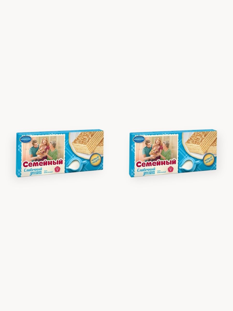 Коломенский Торт вафельный Семейный Сливочный десерт, 230 г, 2 шт