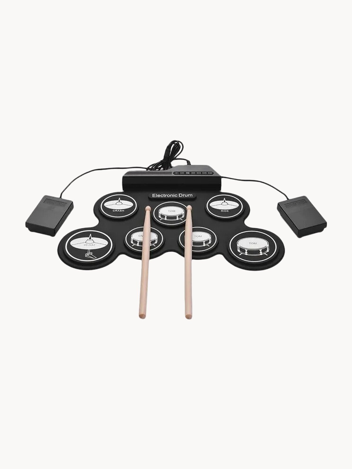 Электрическая барабанная установка с 7 пэдами, портативный рулонный барабан