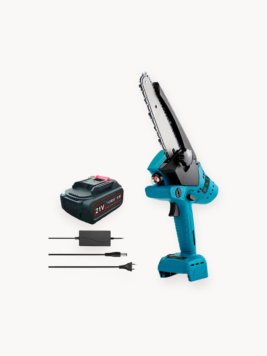 Садовая аккумуляторная пила 1800 Вт с масленкой, 8 дюймов, с большим аккумулятором 4Ah, стандарт Makita, цвет синий