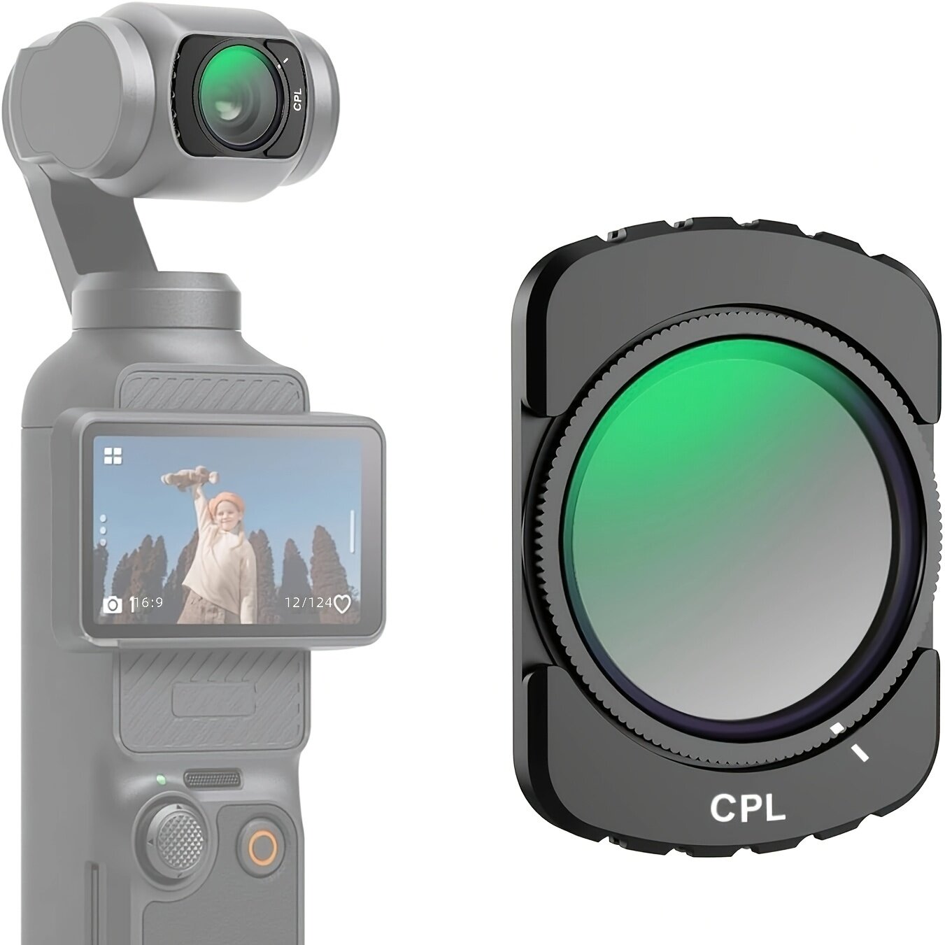 Магнитный круговой поляризационный фильтр для камеры DJI Osmo Pocket 4 и Pocket 3, с просветляющим покрытием, из оптического стекла и алюминиевой рамки