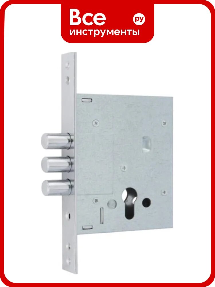 Корпус цилиндрового замка DOORLOCK DL9257С/60мм, хромиров. фронт. планка 28х220мм, реверсивный, диам. ригеля 16мм, OEM 75337