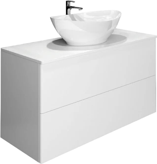 Тумба с раковиной Orange Otto 100 подвесная, 100 см, со столешницей, белая, глянцевая, из МДФ, с ящиками, раковина для ванной, фарфоровая, овальная