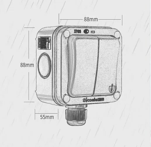 Выключатель уличный, влагозащищённый, одноклавишный, IP66
