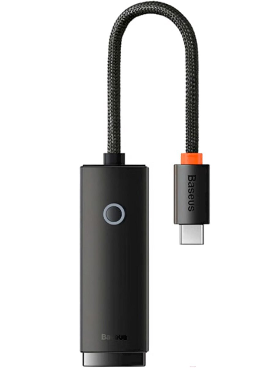 Адаптер-переходник Переходник Baseus WKQX000301 Lite Series Ethernet Adapter Type-C to RJ45 LAN Port (1000Mbps) Black