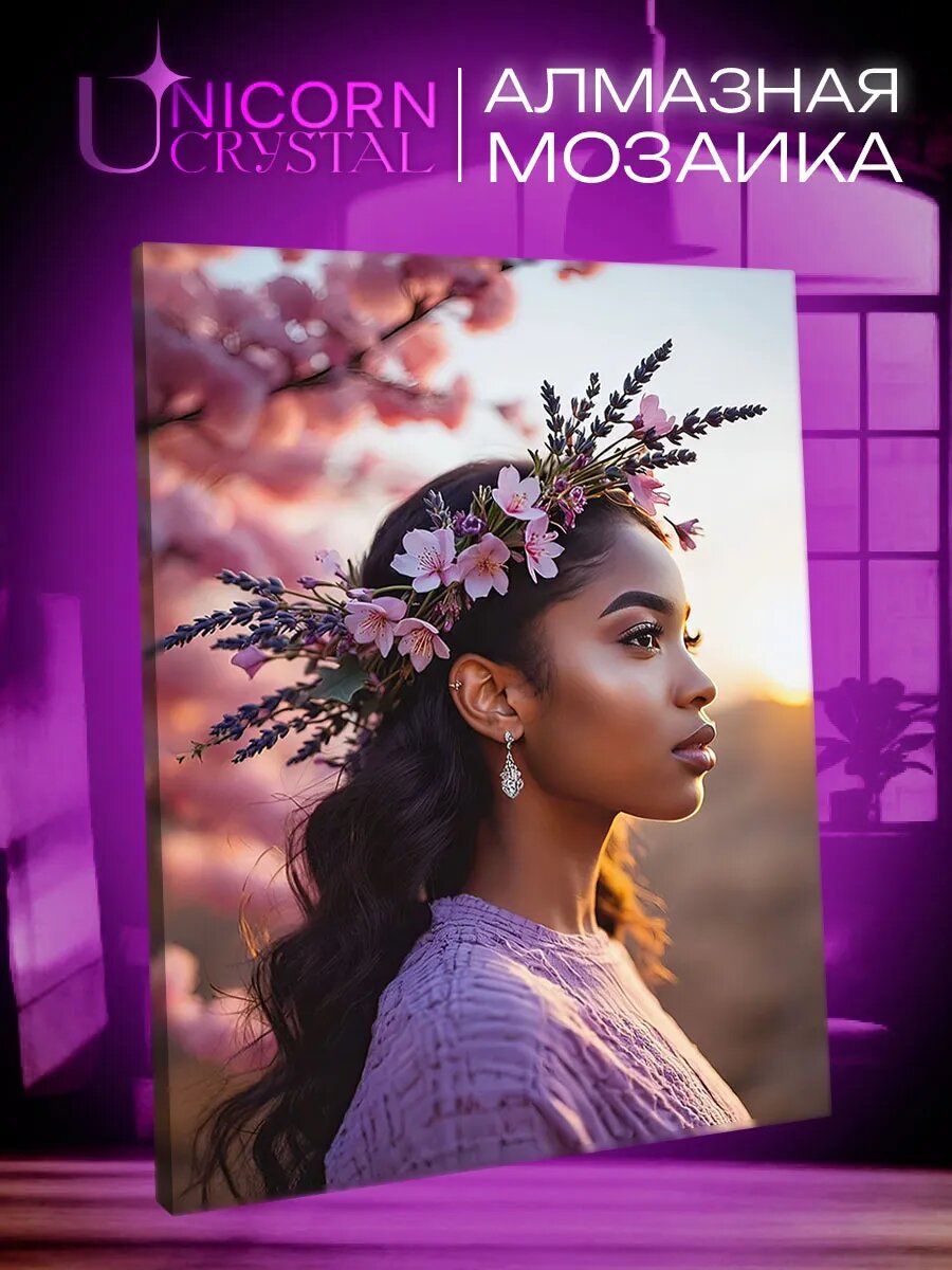 Алмазная мозаика Портрет девушки в венке