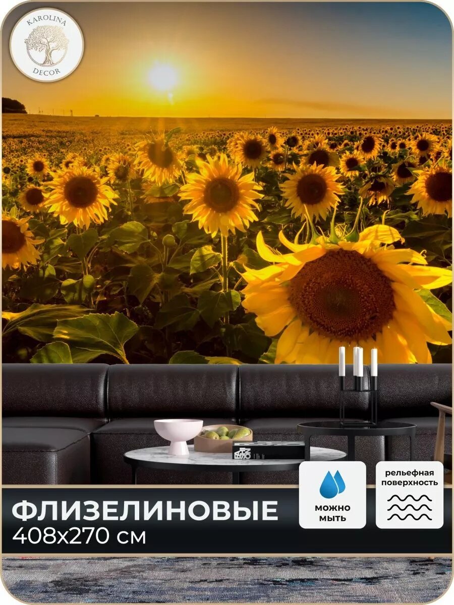 Фотообои Подсолнухи в детскую в спальню на кухню 400х270