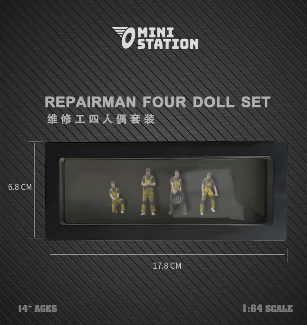 Фигурки Mini Station 1:64 Mooneyes Repair worker four doll set