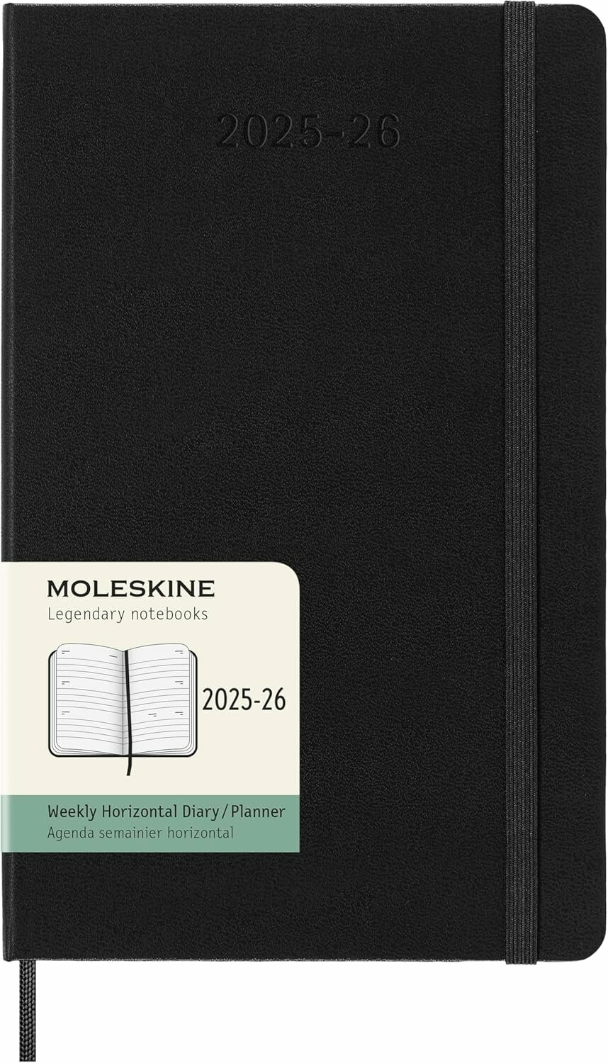 Еженедельник на 2025-2026 гг Moleskine ACADEMIC Horizontal (DHB18WH3) 13х21см, твердая обложка, черный