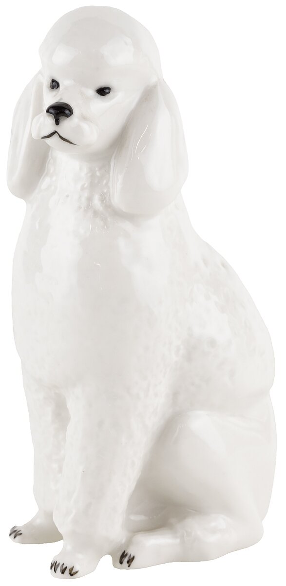 Статуэтка фарфоровая "Белый пудель", винтаж, Высота 15 см, ЛФЗ, СССР, вторая половина 20 века