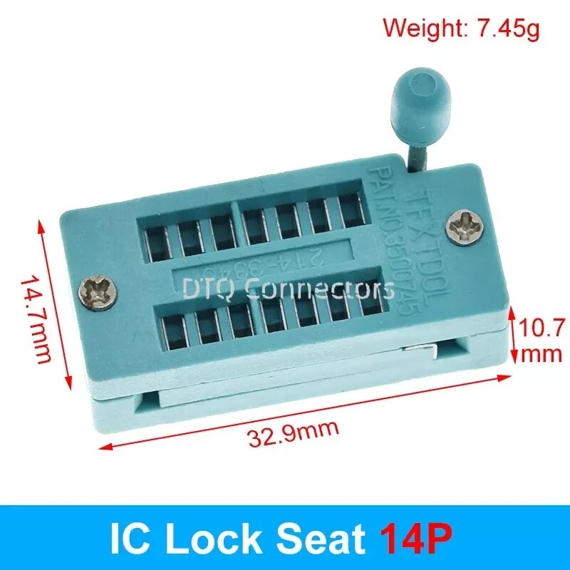 Зеленый универсальный ZIF IC разъем для тестирования 14Pin