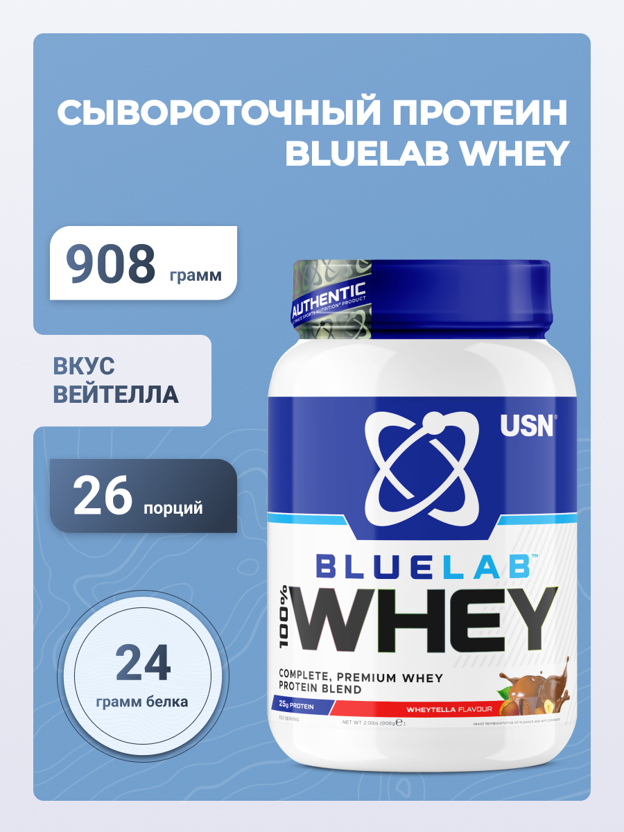USN BLUELAB 100% WHEY PREMIUM PROTEIN Вейтелла, 908 гр