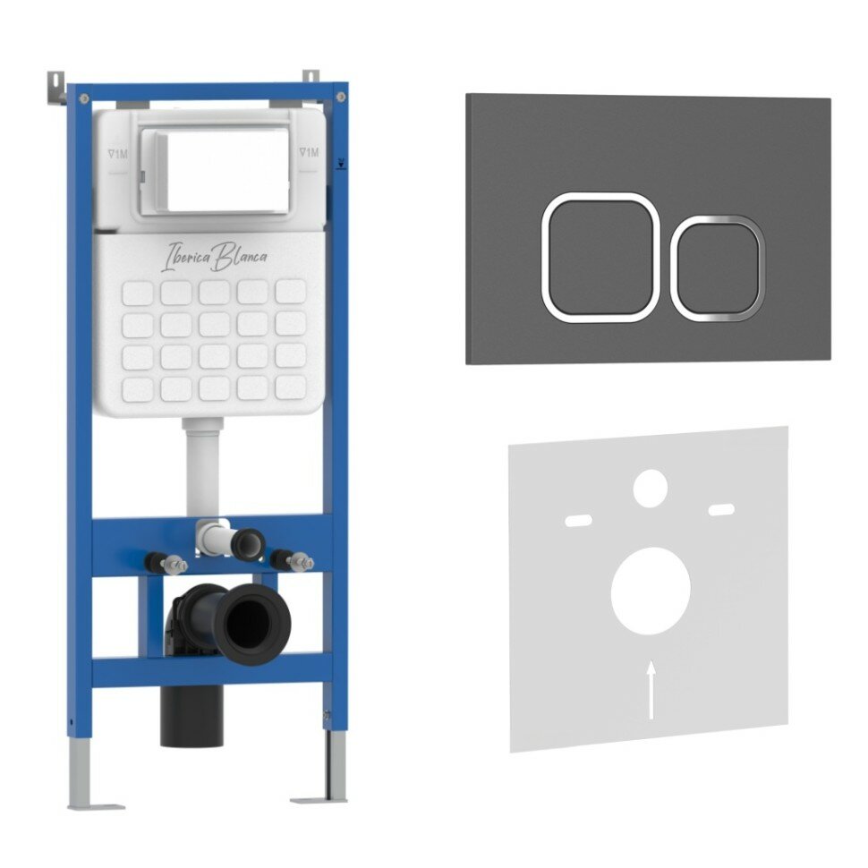 Комплект 2в1 IBERICA BLANCA инсталляция SILENCIO, кнопка смыва ESTI-Q серый матовый (IB001.837)