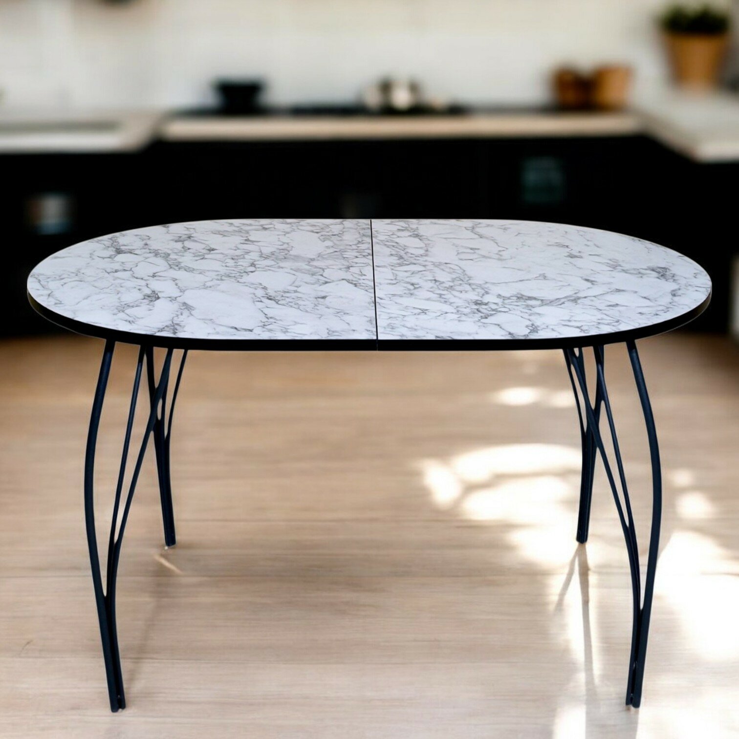 Стол кухонный "Милано", овальный, раздвижной, ЛДСП, металл, 70x110x75 (140) см