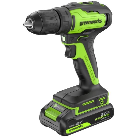 Дрель-шуруповерт аккумуляторная Greenworks GD24DD35, 24V, б/щет, 29/35Нм,2x2Ач, ЗУ, кор (3704007CUC)
