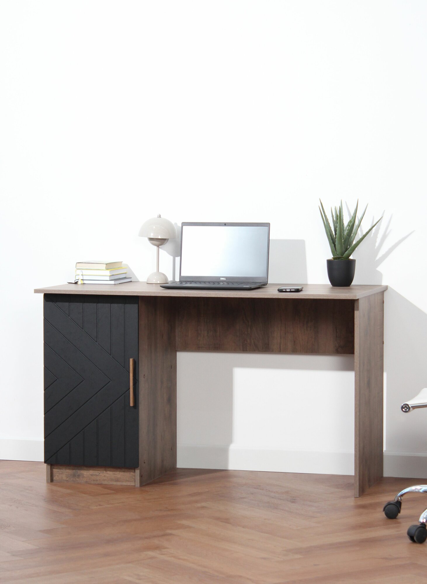 Компьютерный стол Копенгаген со створкой Дуб самдал/Черный матовый (Двенадцать стульев)