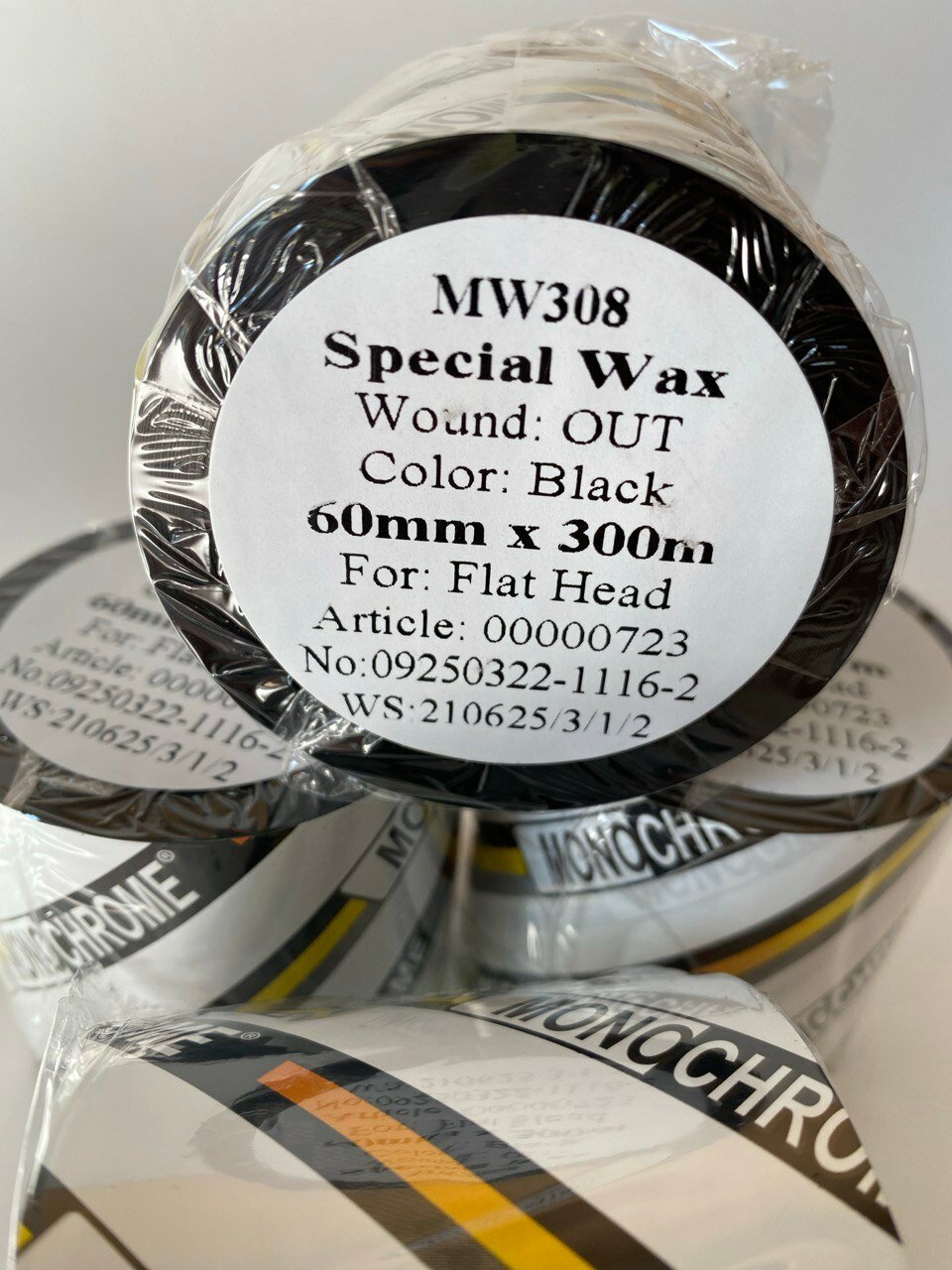 Лента термотрансферная (риббон) Monochrome MW308, 60мм х 300м, вт1" Wax Out