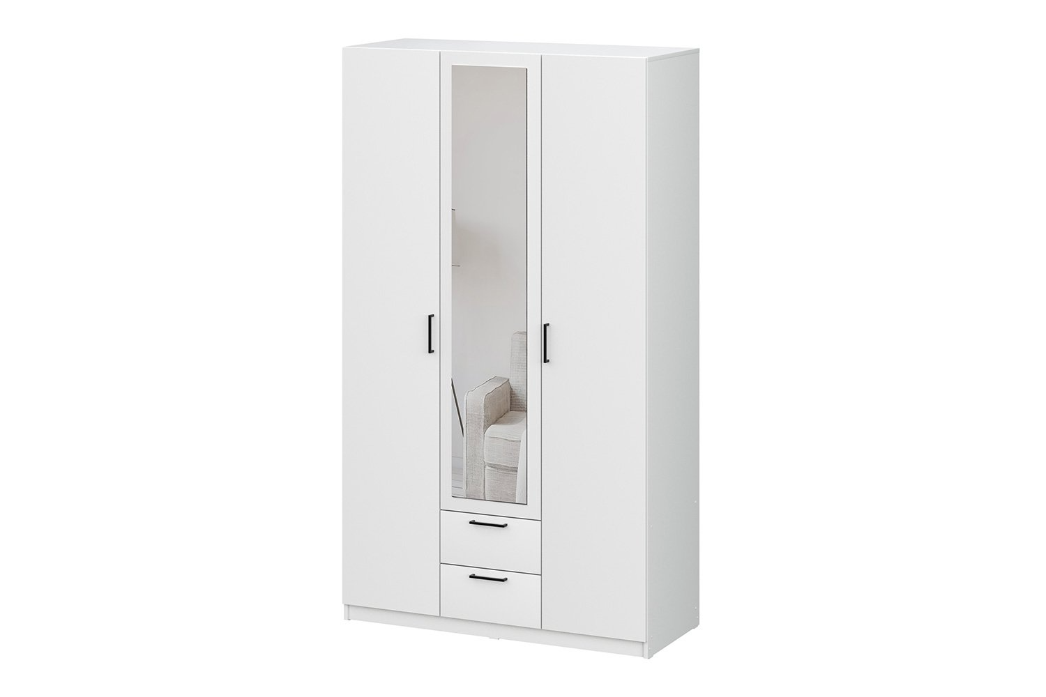 Шкаф для одежды Hoff Капри, 120,1х209,2х51 см, с зеркалом, белый текстурный