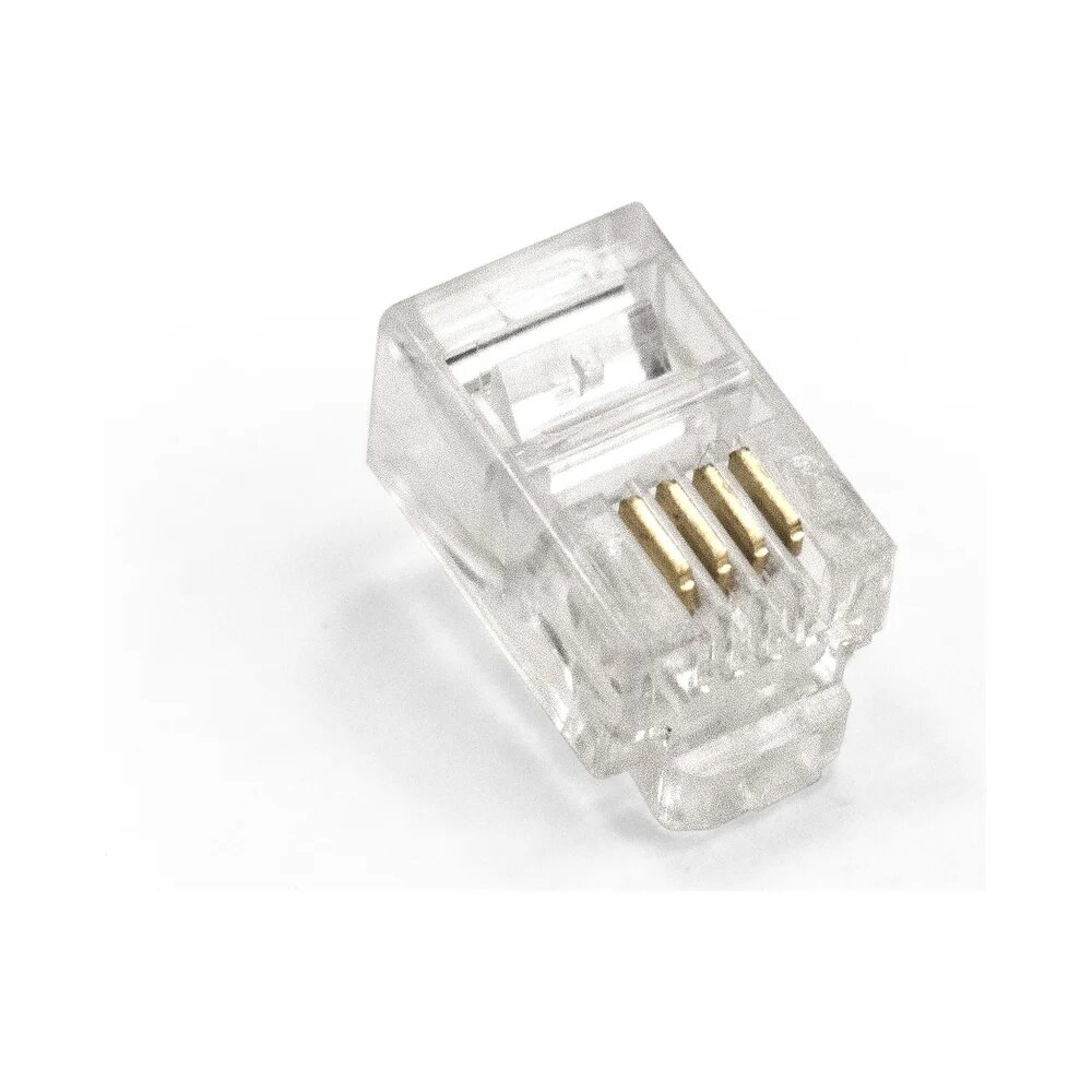 Коннектор ExeGate PL11-4P4C-100 RJ-11 телефонный разъем 4P4C, золотое напыление 100шт 293762