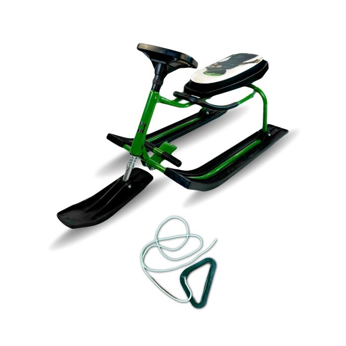 Снегокат детский 208 "Auto Car" с высокой рамой и со спинкой (MotoGreen)