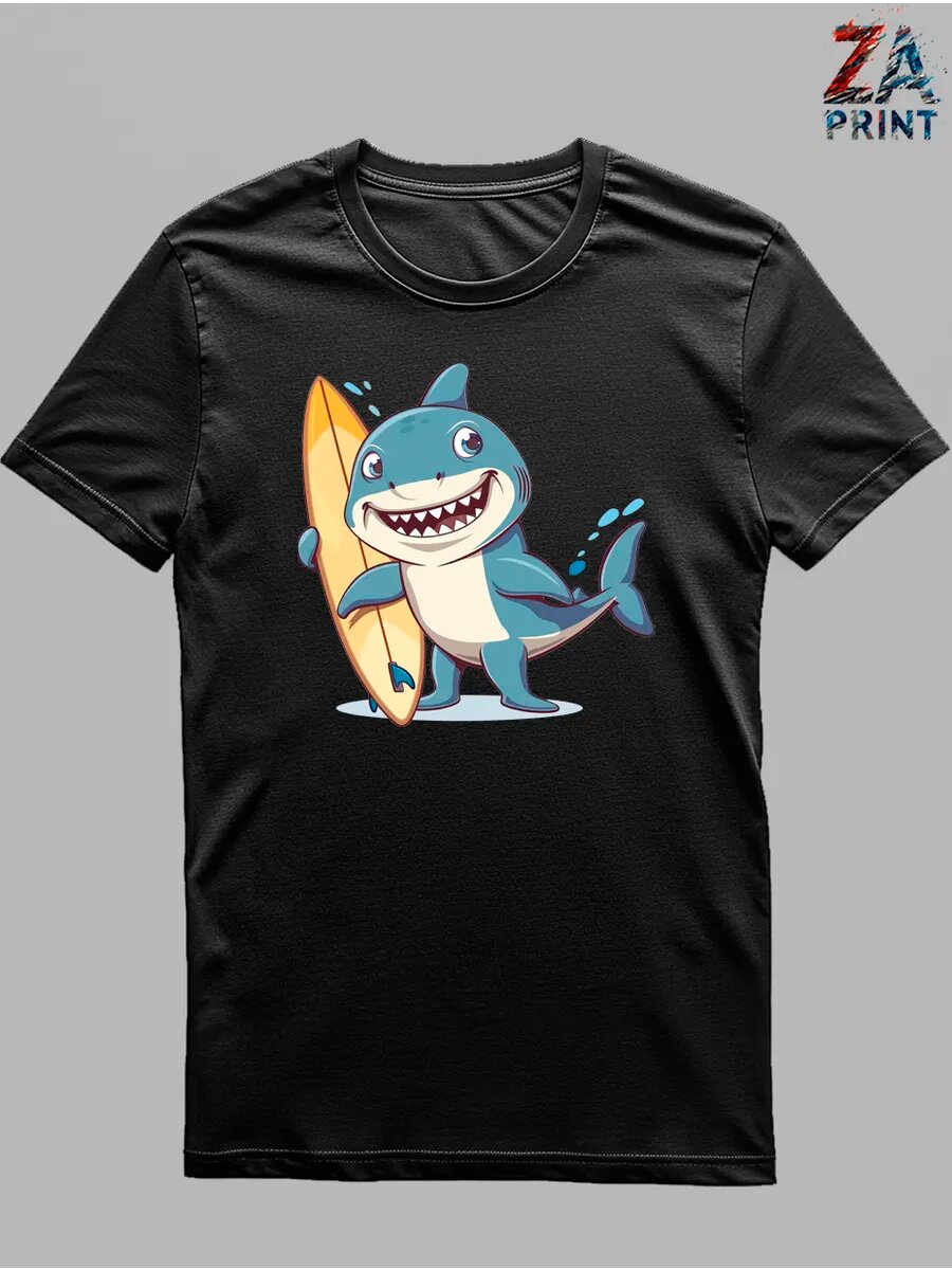 Футболка серфер акула