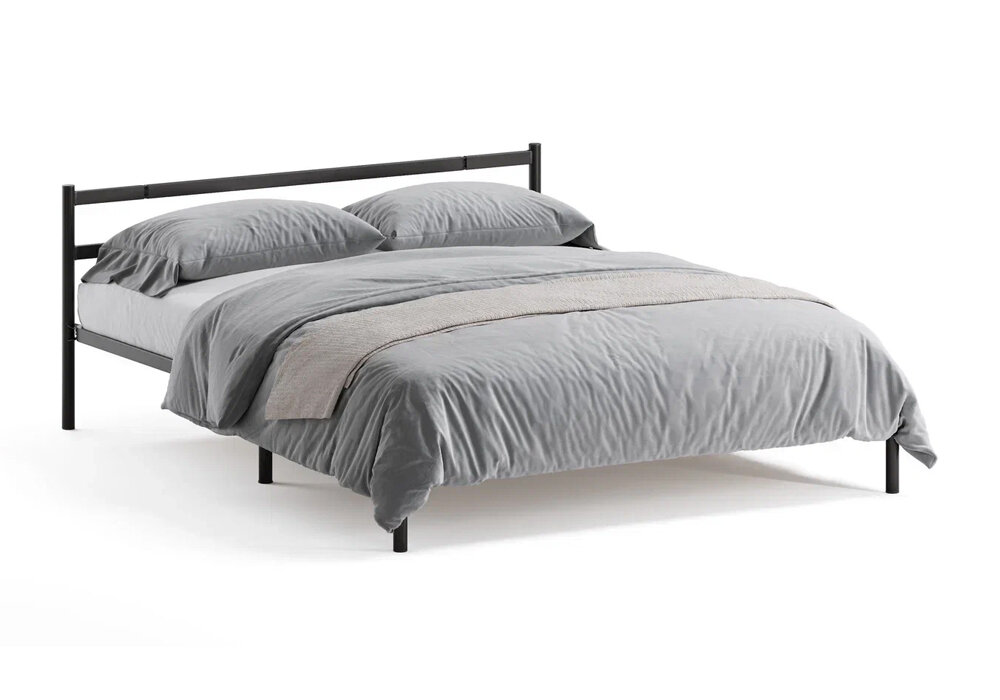 Кровать металлическая двуспальная Нонтон Мета, 140x200 см, ламели, черная