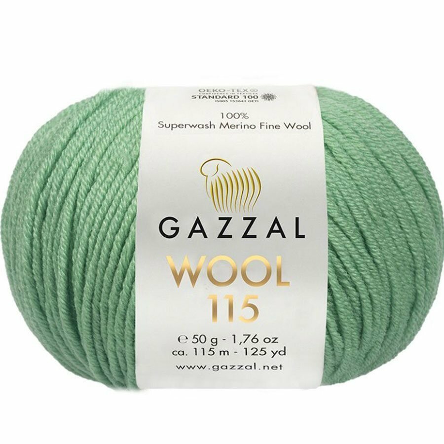 Пряжа Gazzal WOOL 115 3325 зеленый (5 мотков)