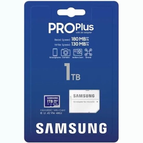 Карта памяти Samsung microSDXC 1Tb Pro Plus UHS-I U3 V30 A2 (180/130 Mb/s)