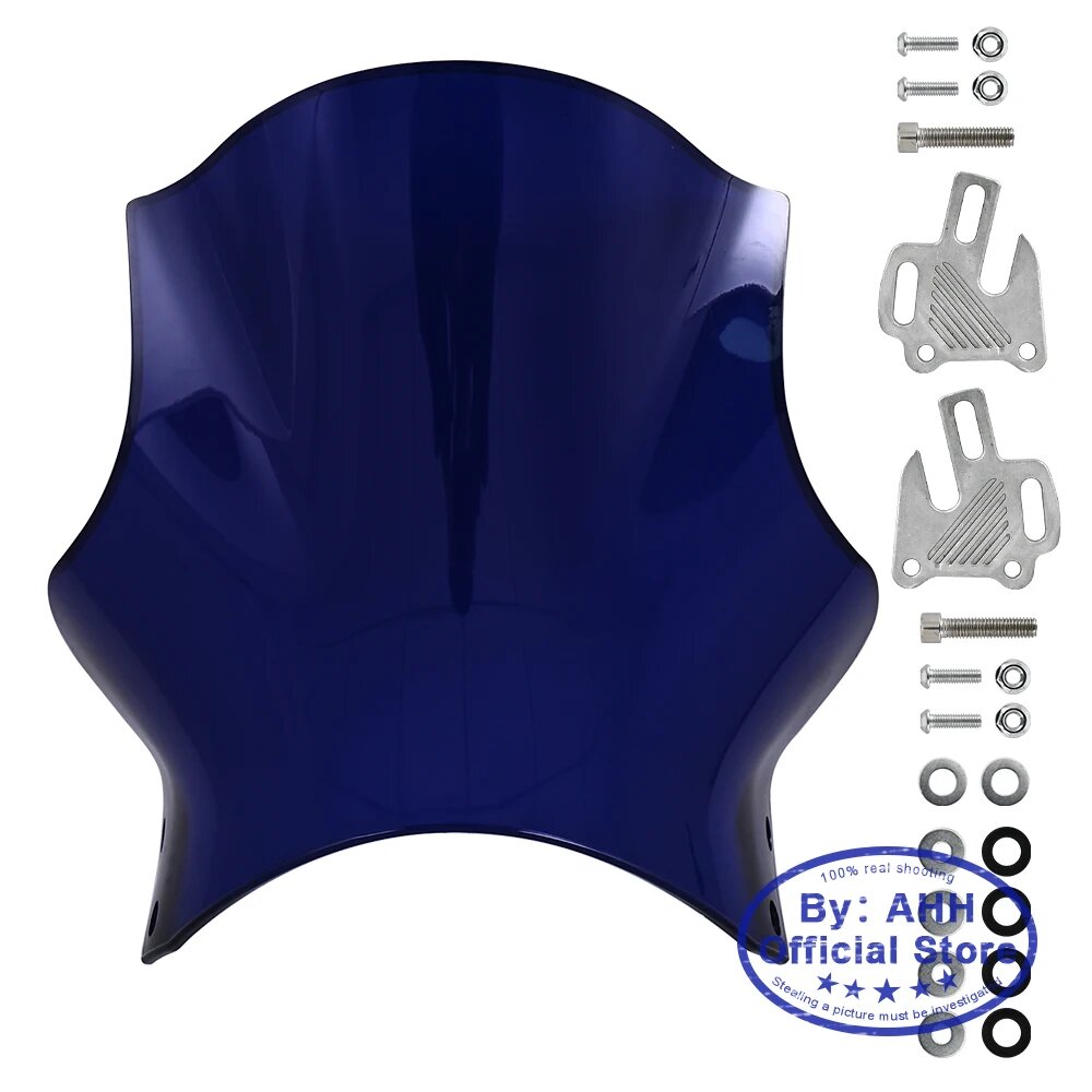 Универсальное лобовое стекло мотоцикла, круглые фонари, ветровое стекло для уличного велосипеда, для HONDA Hornet CB400, CB600, CB750, CB900, CB919, CB250, Темно-синий